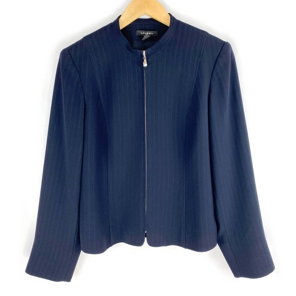 louben | Jackets & Coats | Louben Blazer Navy Blue Full Zip Single ...